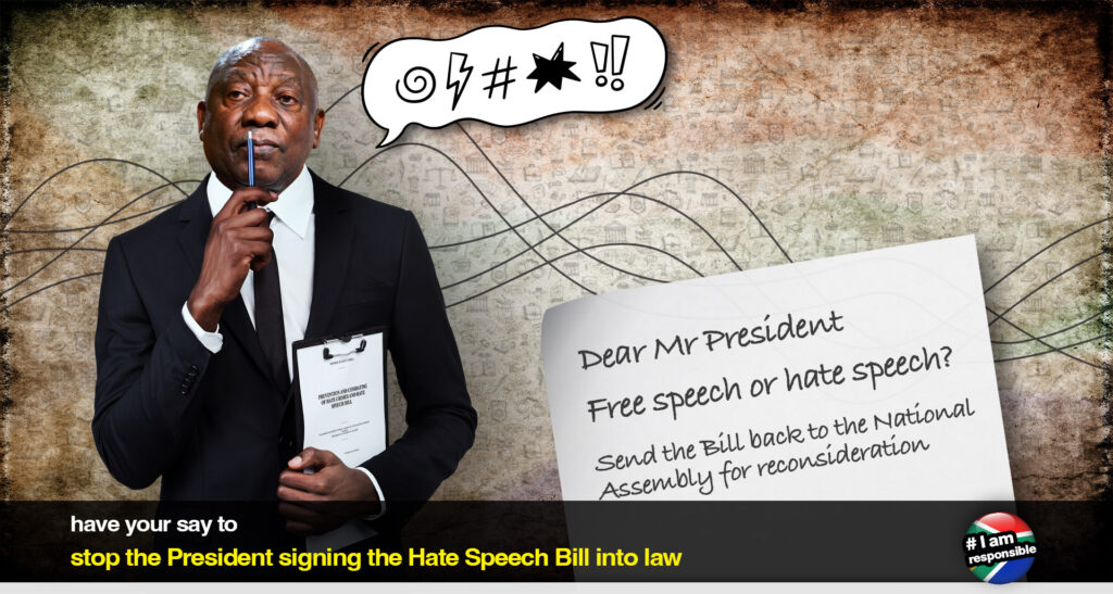 Dear Mr President, do not pass the Hate Speech Bill - Dear South Africa