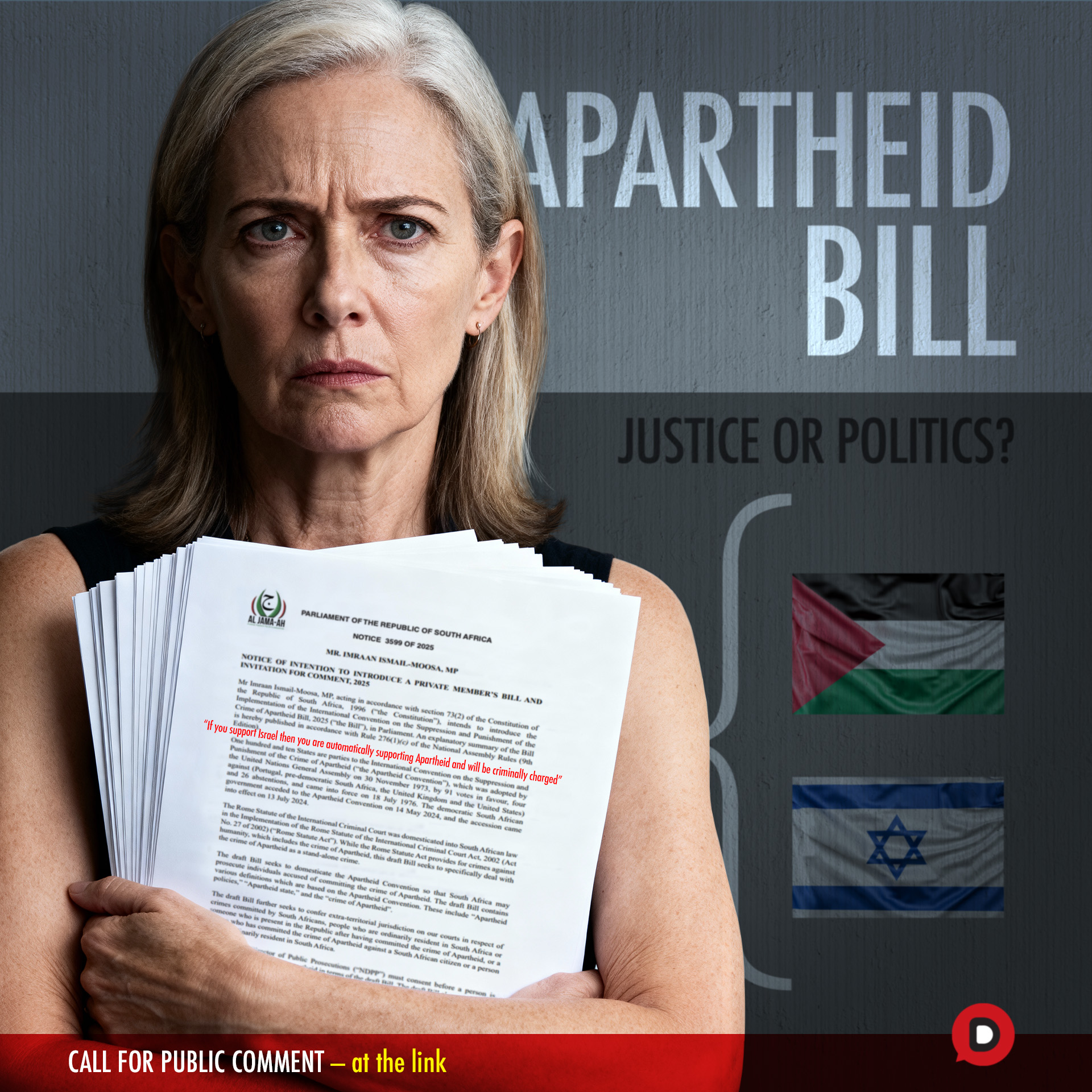 Have a say on the proposed Apartheid Bill - Dear South Africa